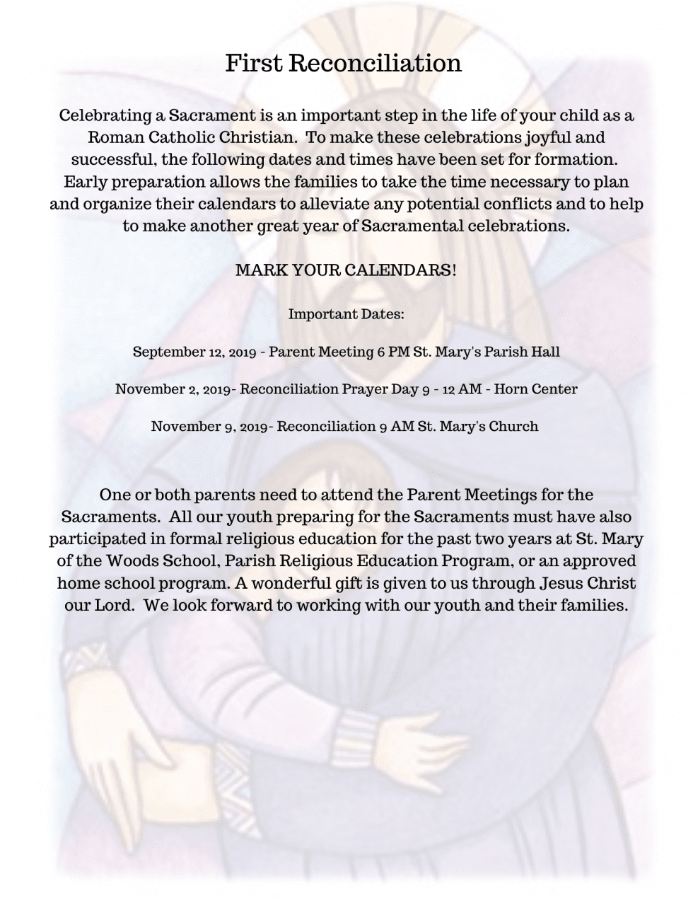 Sacraments | St. Mary of the Woods Parish